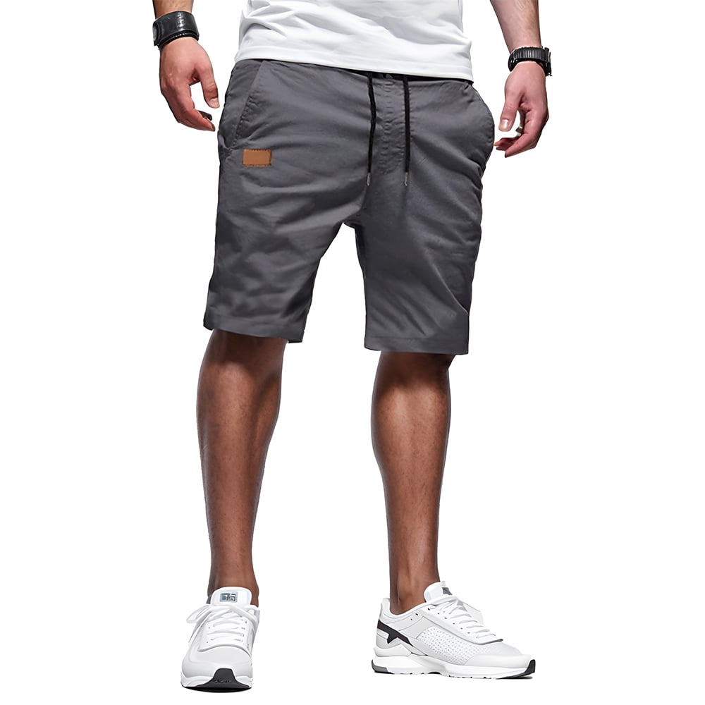 Lollipie Men's Casual Shorts - Cotton Drawstring Summer Beach Stretch ...