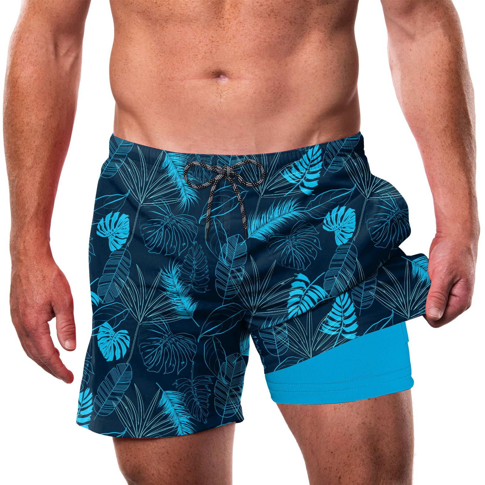 Lollipie Mens Swim Trunks with Compression Liner Quick Dry 5" Stretch ...