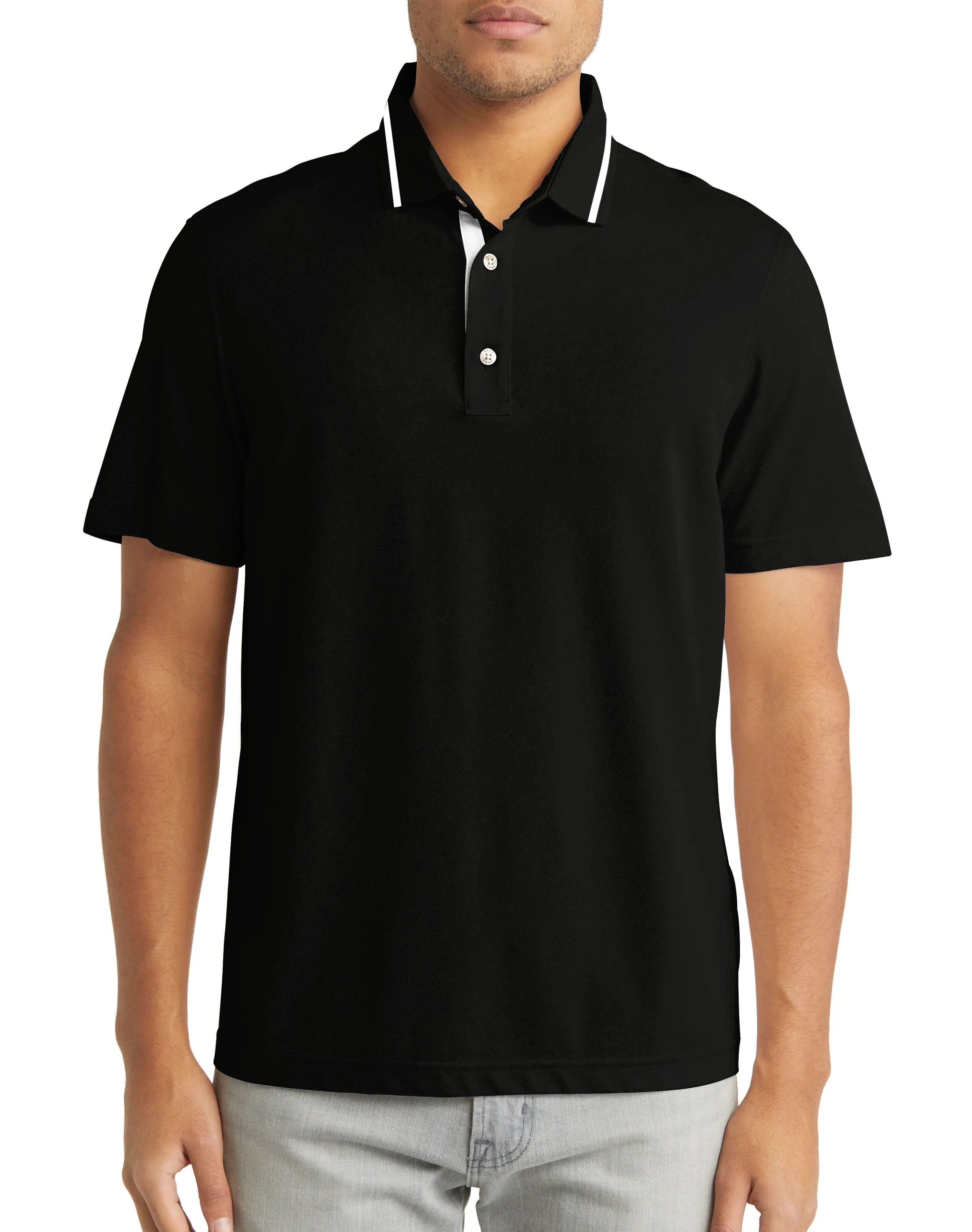 Lollipie Men's Casual Polo Shirt Short Sleeve Breathable Stretch ...