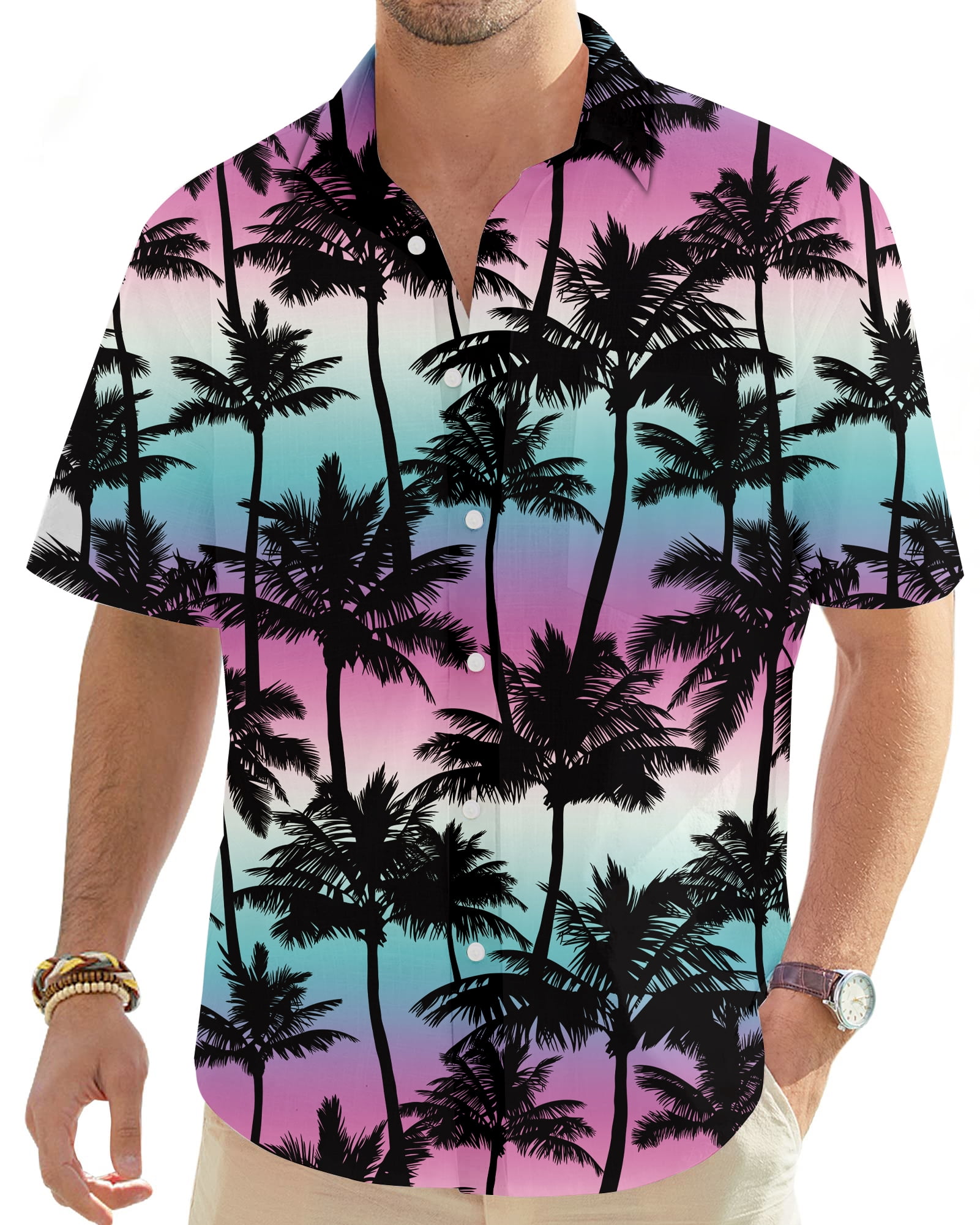 Lollipie Mens Hawaiian Shirts Short Sleeve Printed Casual Button Down ...