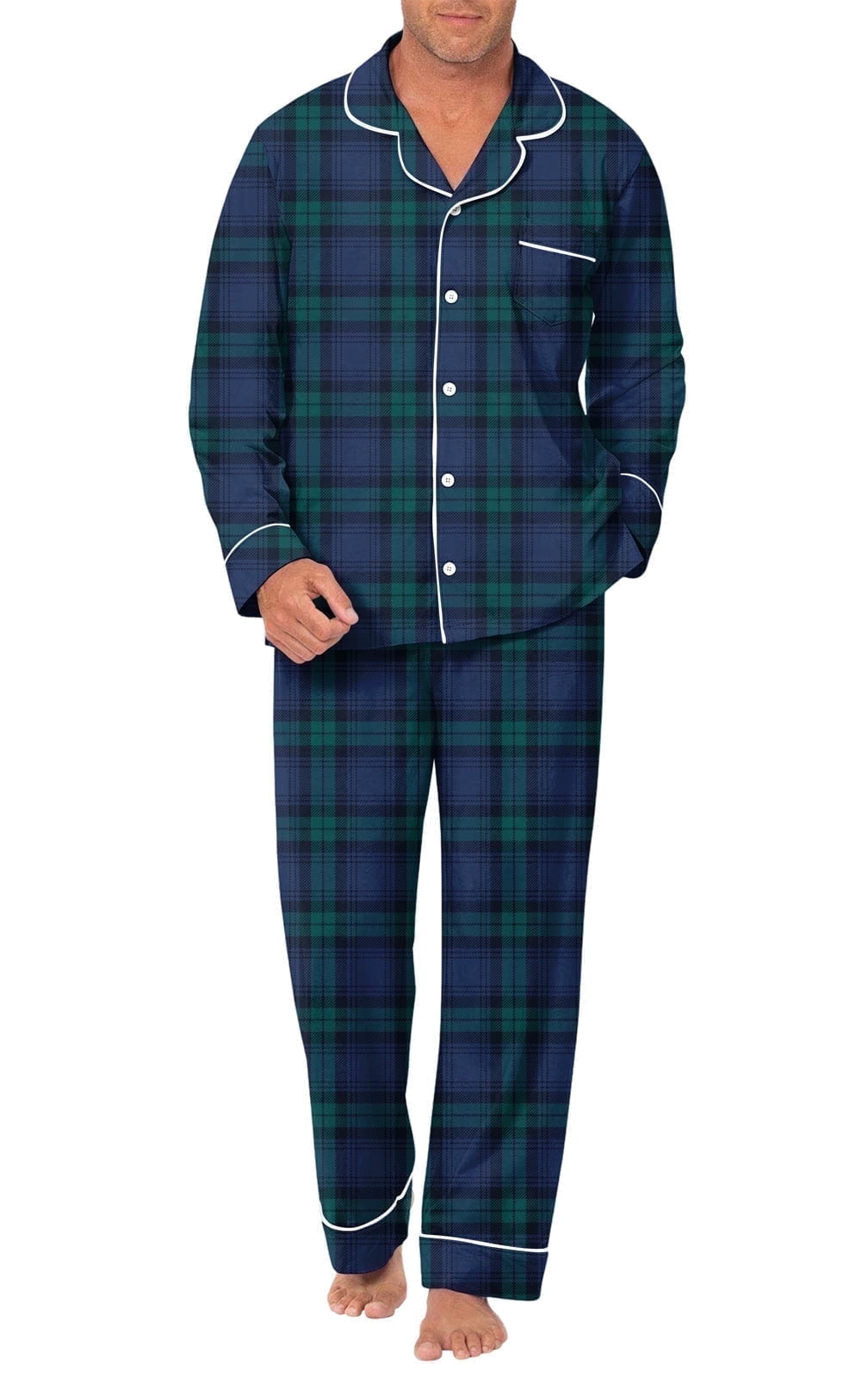 Lollipie Men Pajamas Set Pjs Button Down Sleepwear 2 Piece Long Sleeve ...