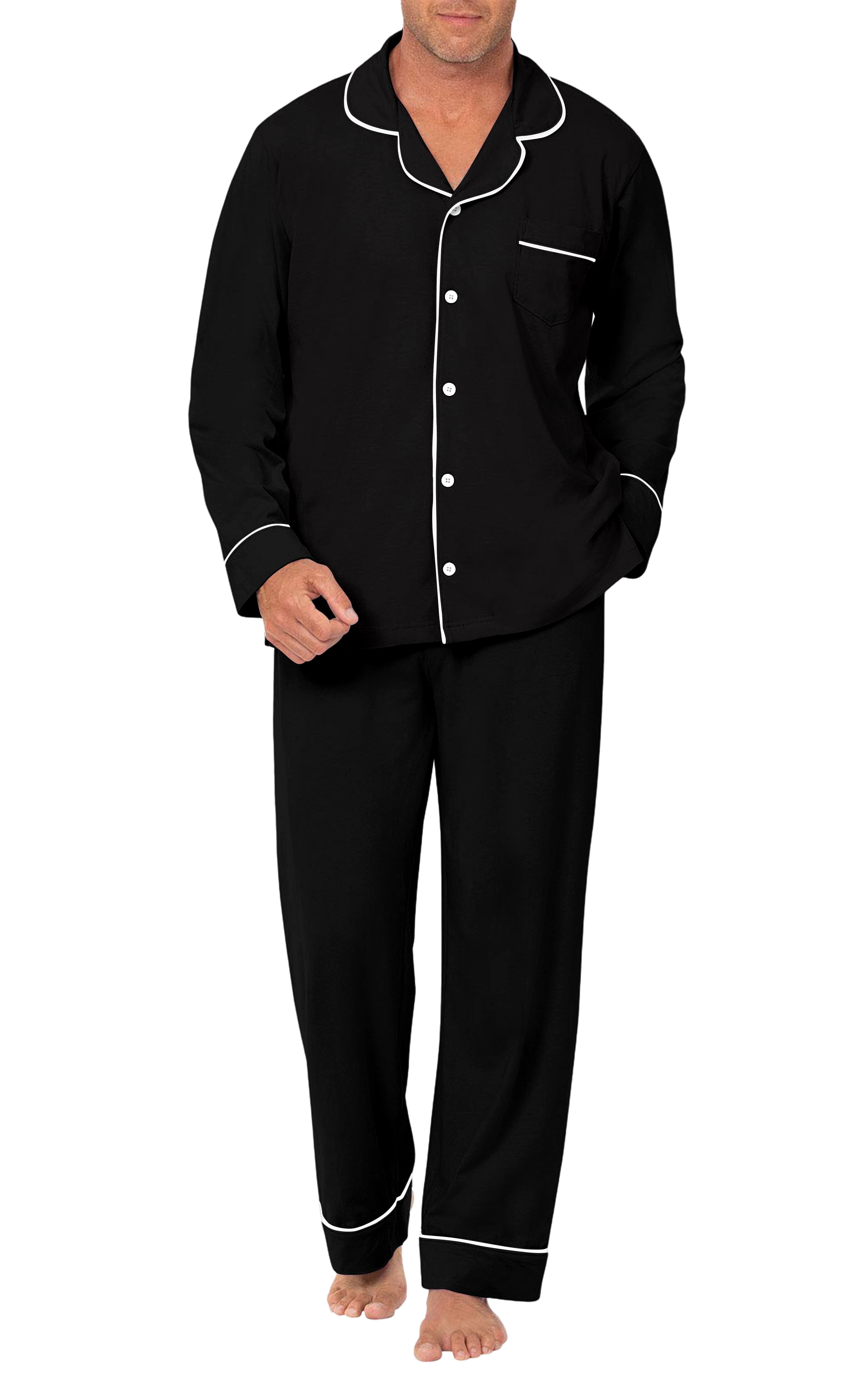 Lollipie Men Pajamas Set Pjs Button Down Sleepwear 2 Piece Long Sleeve ...