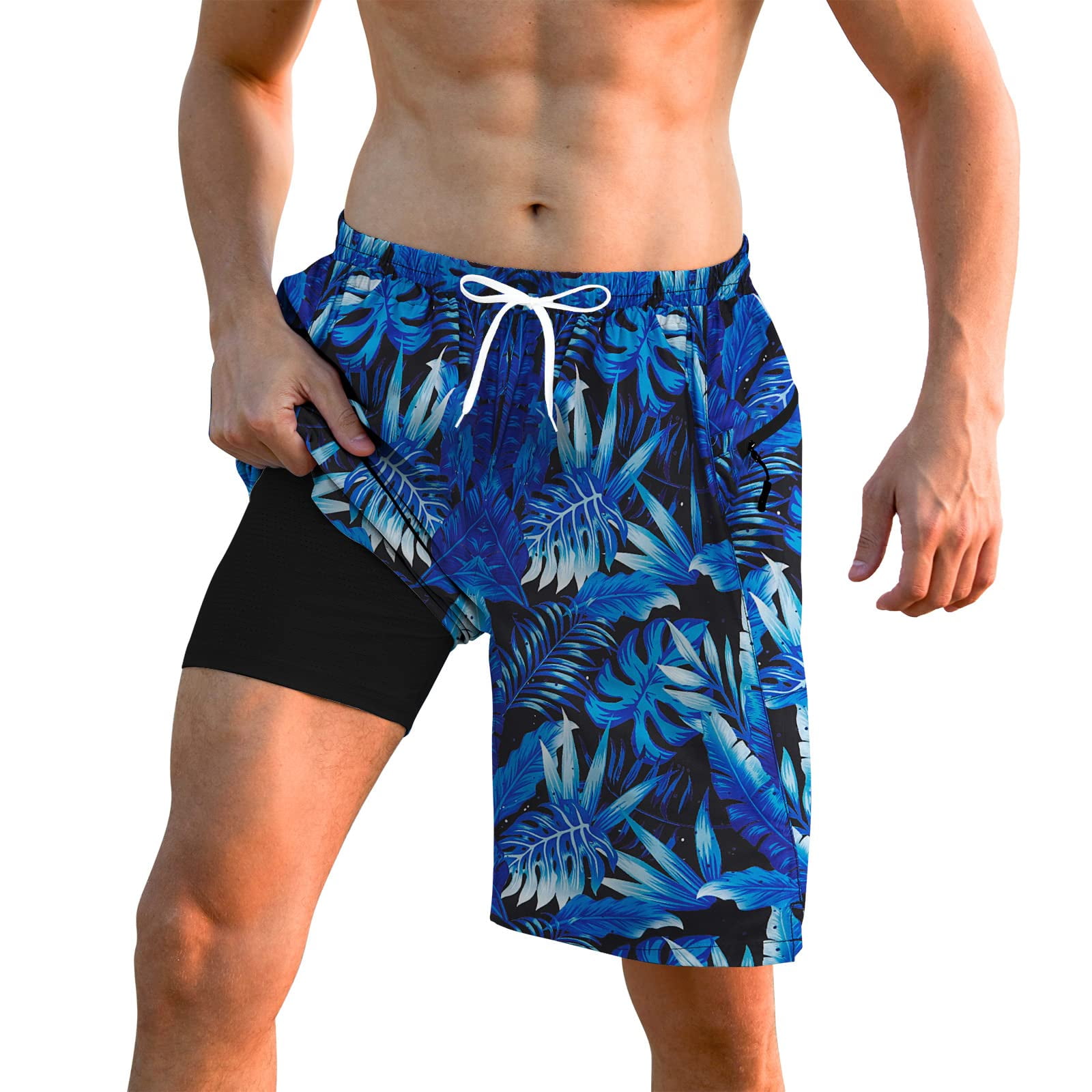 Lollipie Mens Swim Trunks with Compression Liner 2 in 1 Board Shorts 9 ...