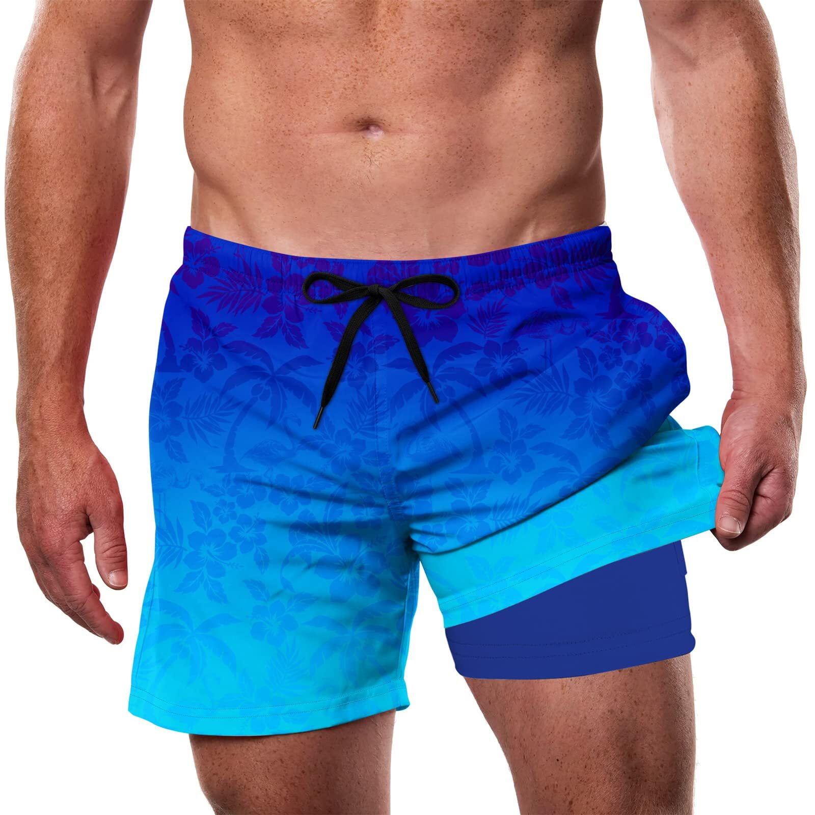 Lollipie Mens Swim Trunks with Compression Liner 5.5" Inseam Quick Dry ...