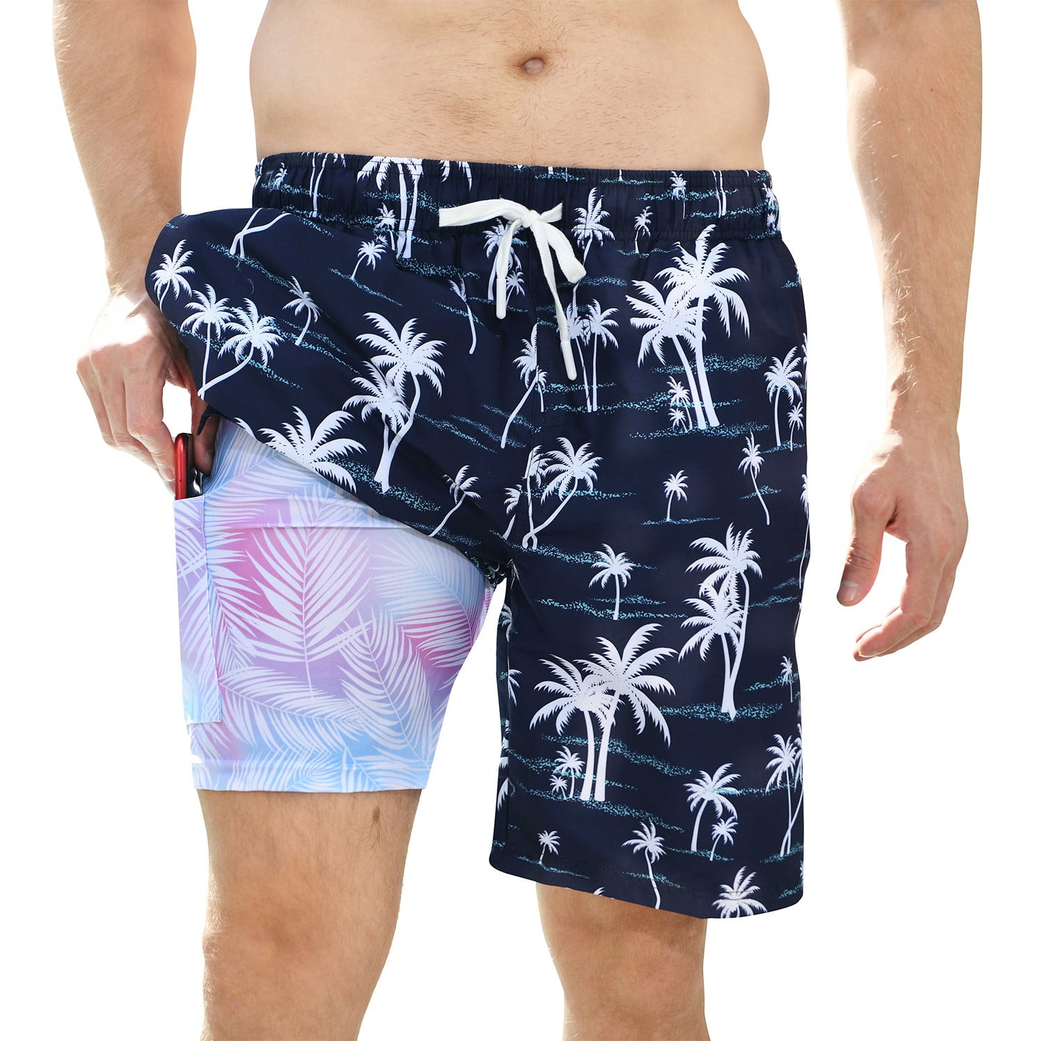 Lollipie Mens Swim Trunks with Compression Liner Quick Dry 5" Stretch ...