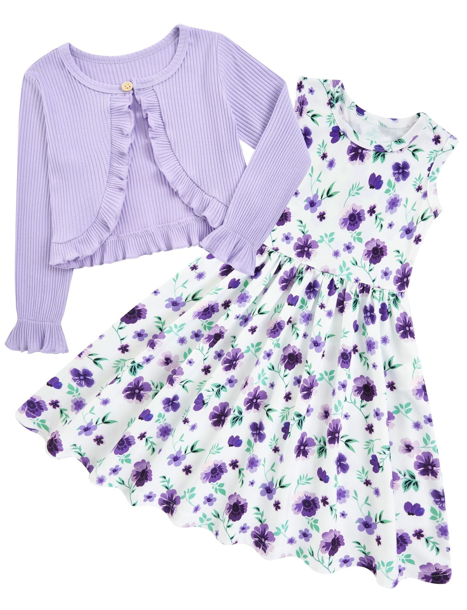 Lollipie Toddler Girl Sleeveless Dresses and Long Sleeve Ruffle ...