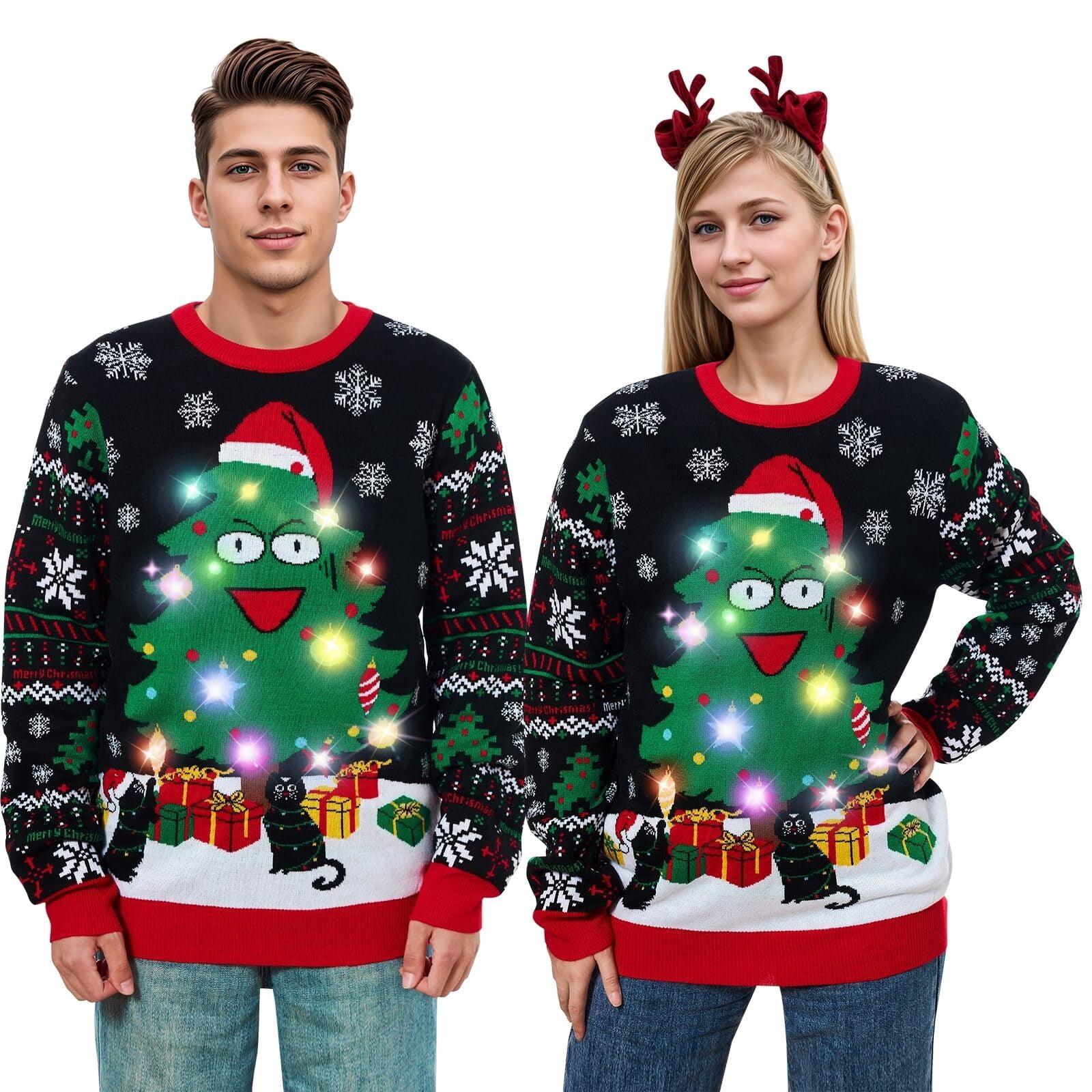 Lollipie Ugly Christmas Light up Sweater for Women/Men with Multi ...