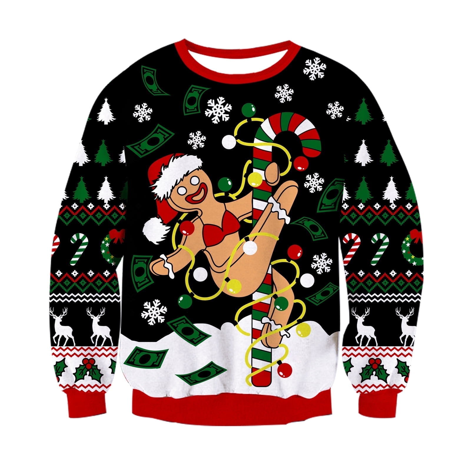 Lollipie Mens Ugly Christmas Sweaters Soft Graphic Pullover Long Sleeve ...