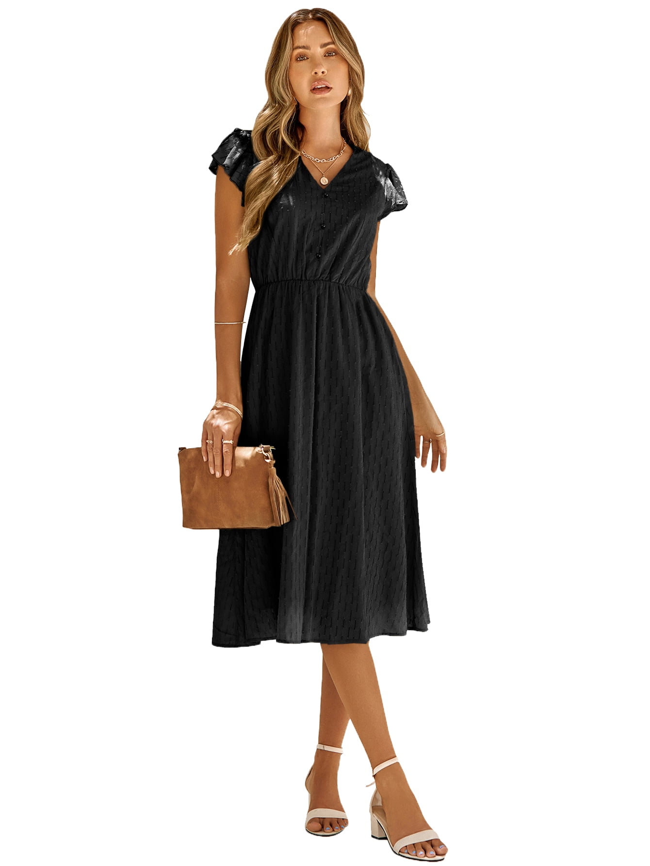 Lollipie Women's Summer Short Sleeve Casual Dresses V-Neck Floral Party ...