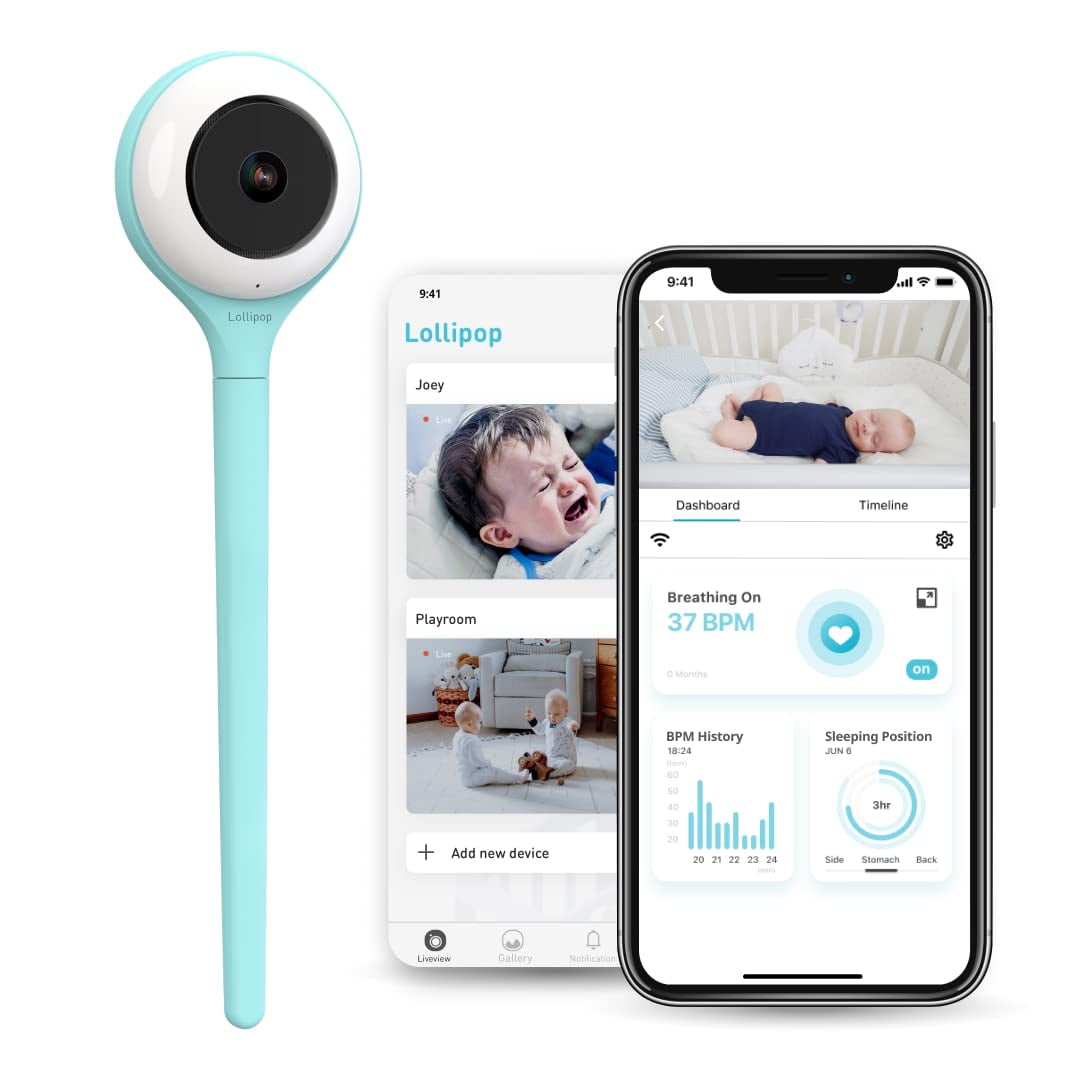 Lollipop Baby Monitor (Turquoise) - Contactless Breathing & Sleep ...