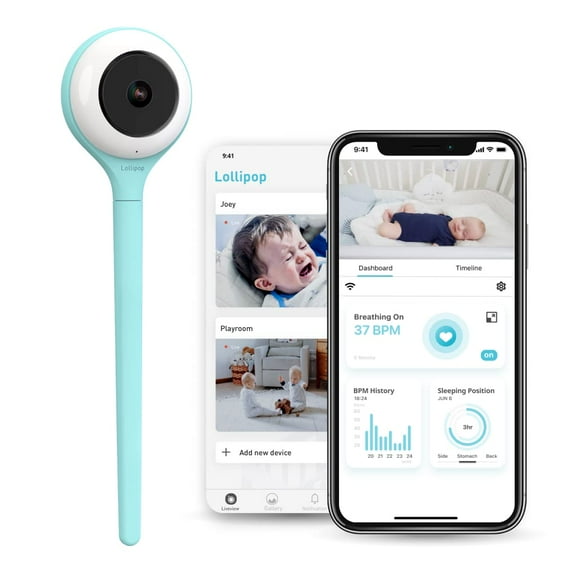 Lollipop Baby Monitor (Turquoise) - Contactless Breathing & Sleep ...