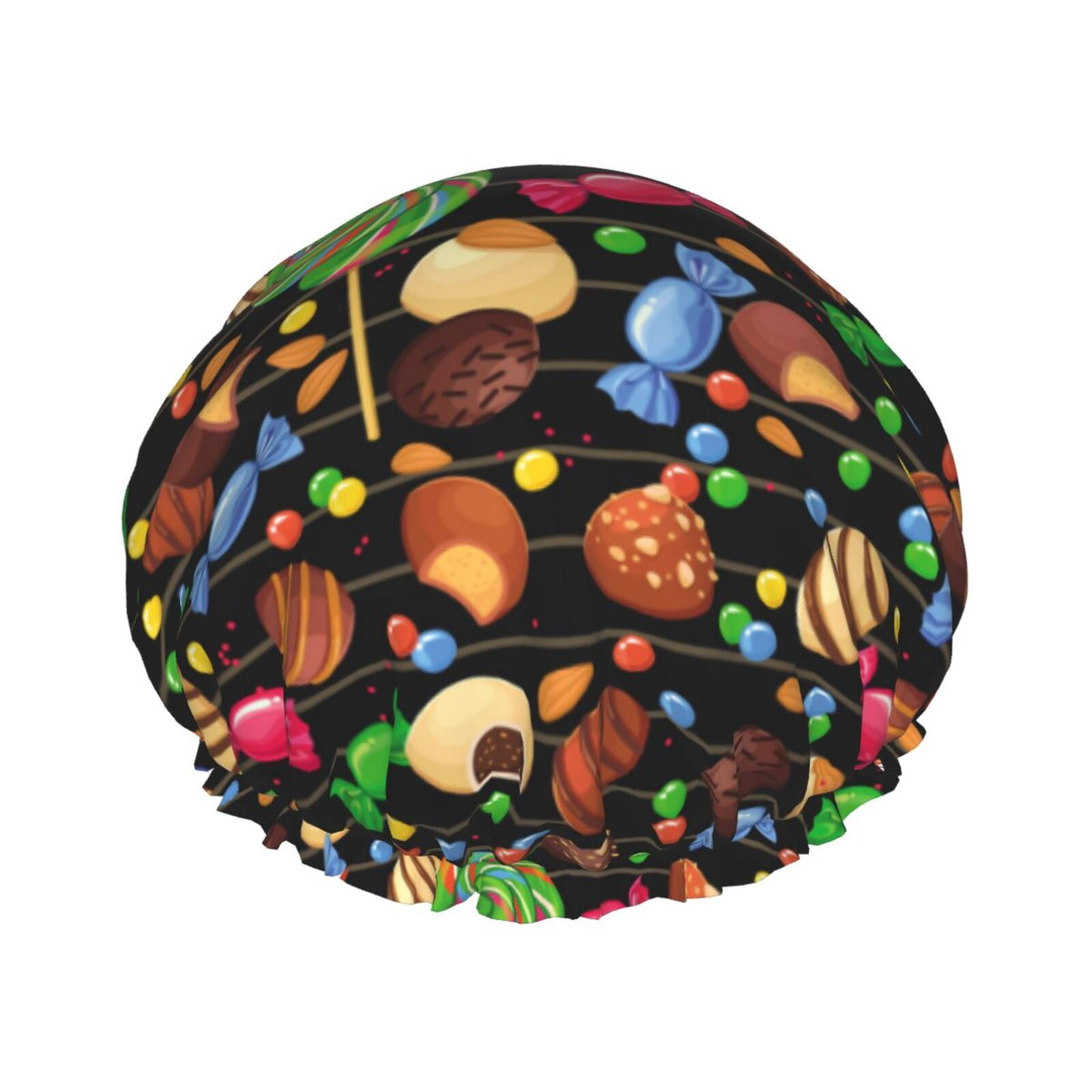 Lollipop Candy Chocolate Bean Print Shower Cap for Women, Double ...