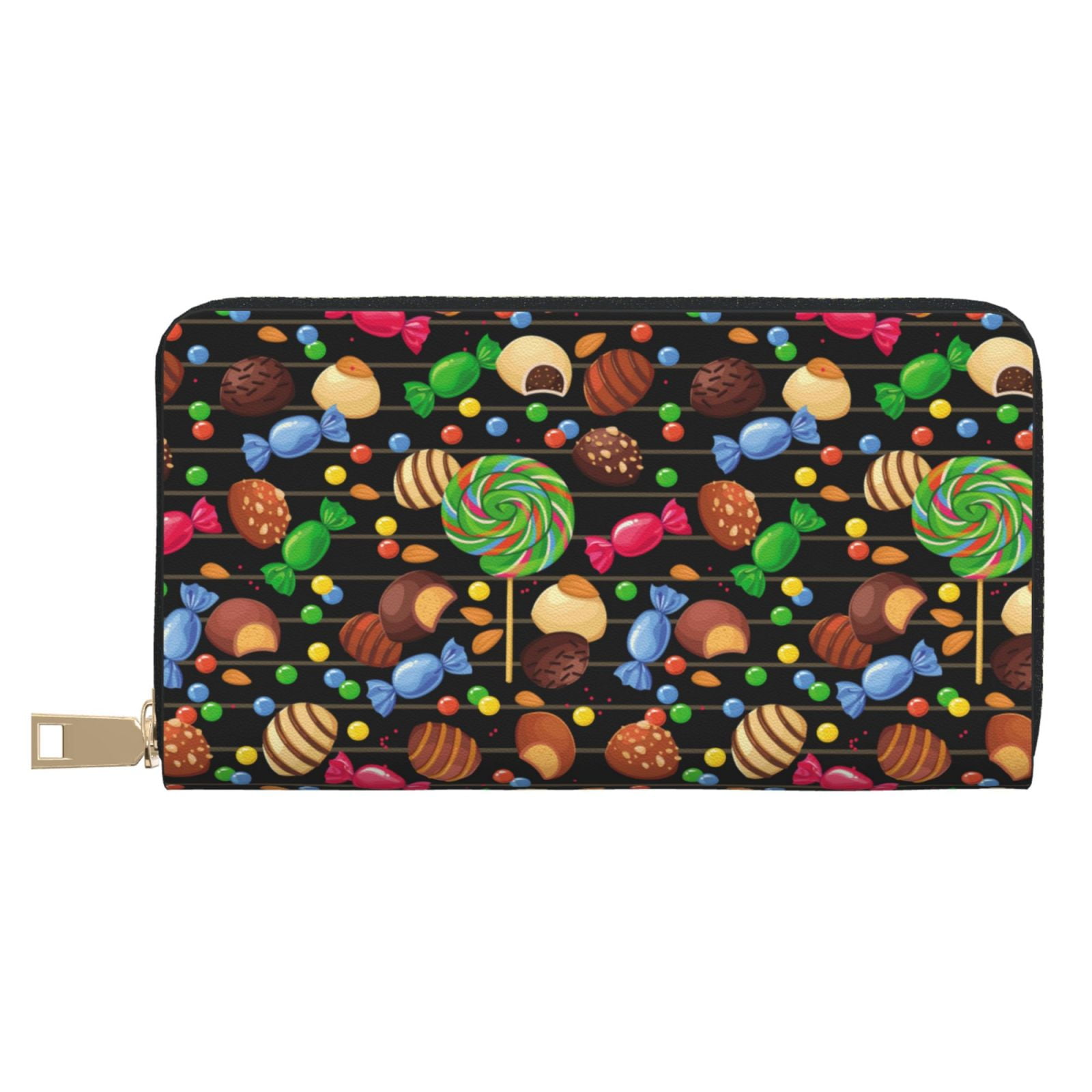 Lollipop Candy Chocolate Bean Print Wallet Women, Leather Bifold Multi ...