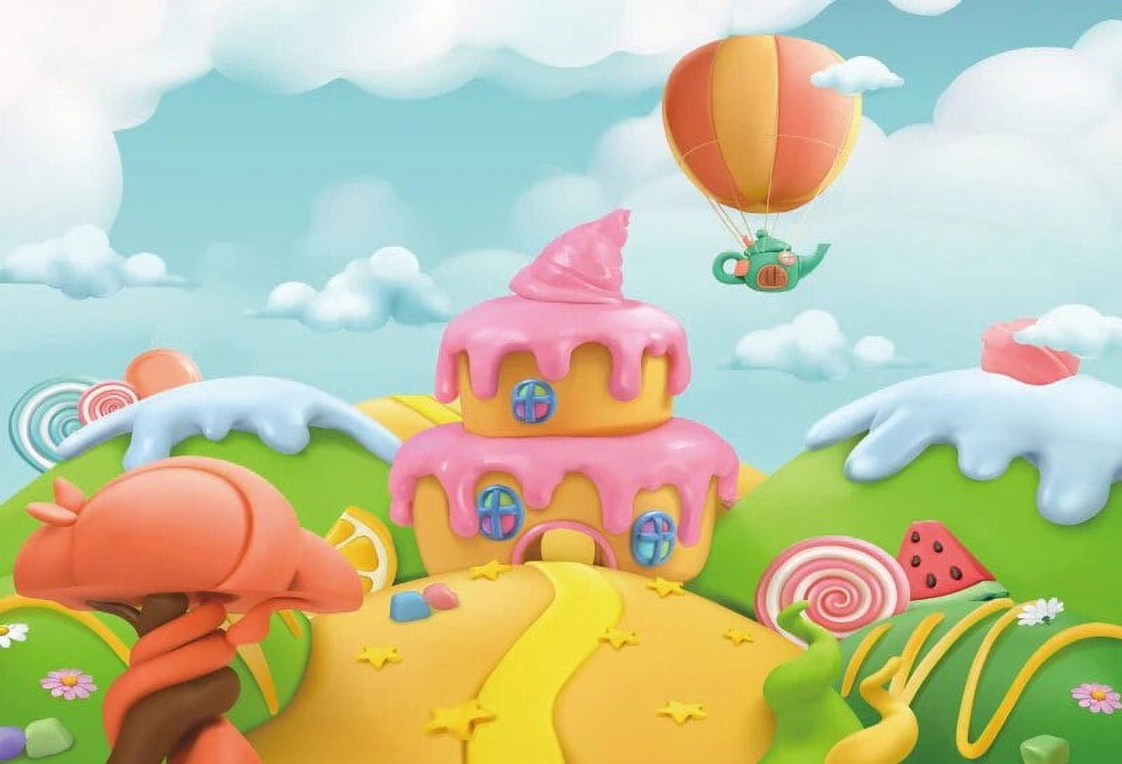 Lollipop Candyland Backdrop Sweet Candy Ice Cream Donut Cartoon Girls ...
