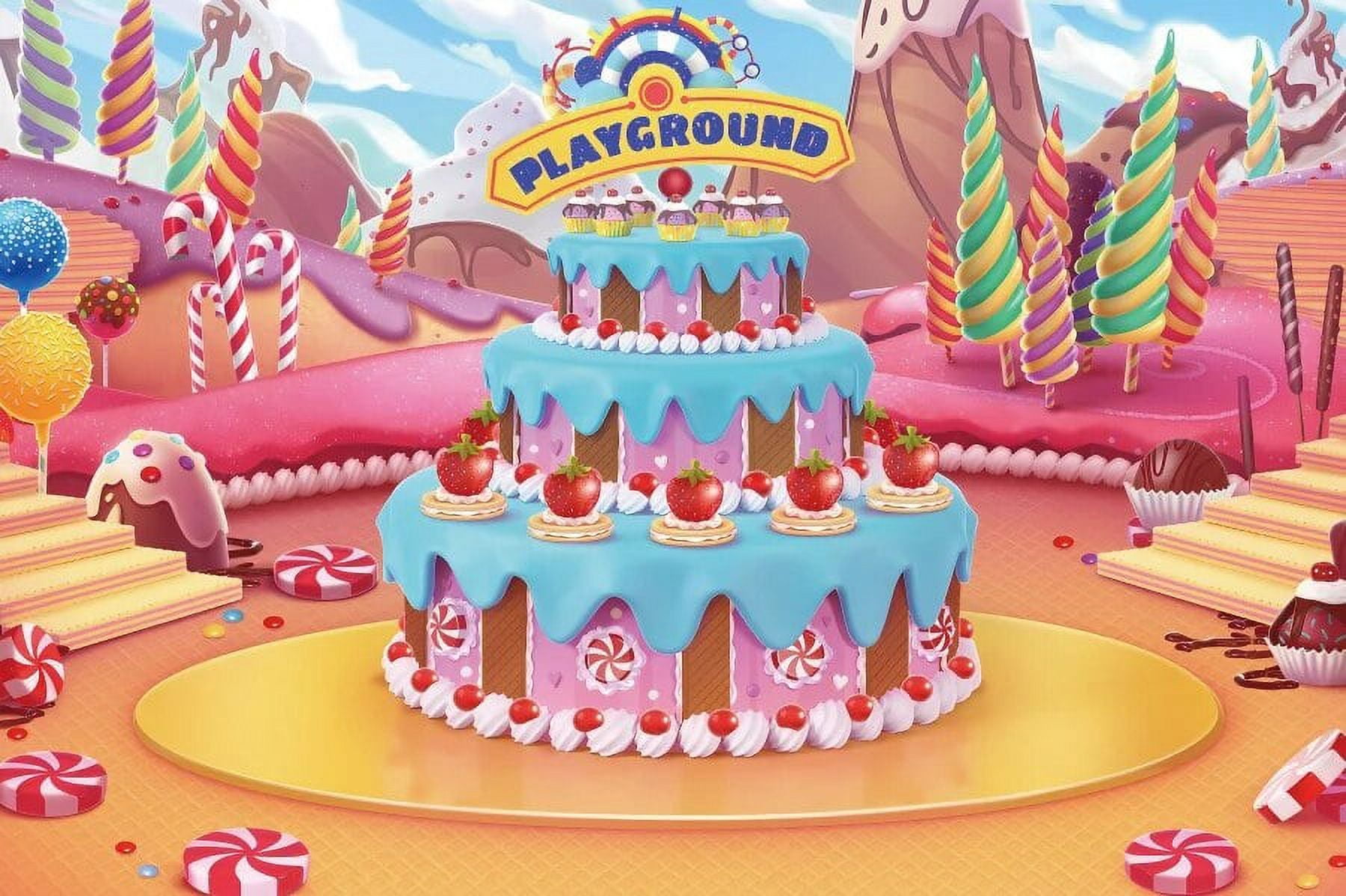 Lollipop Candyland Backdrop Sweet Candy Ice Cream Donut Cartoon Girls ...