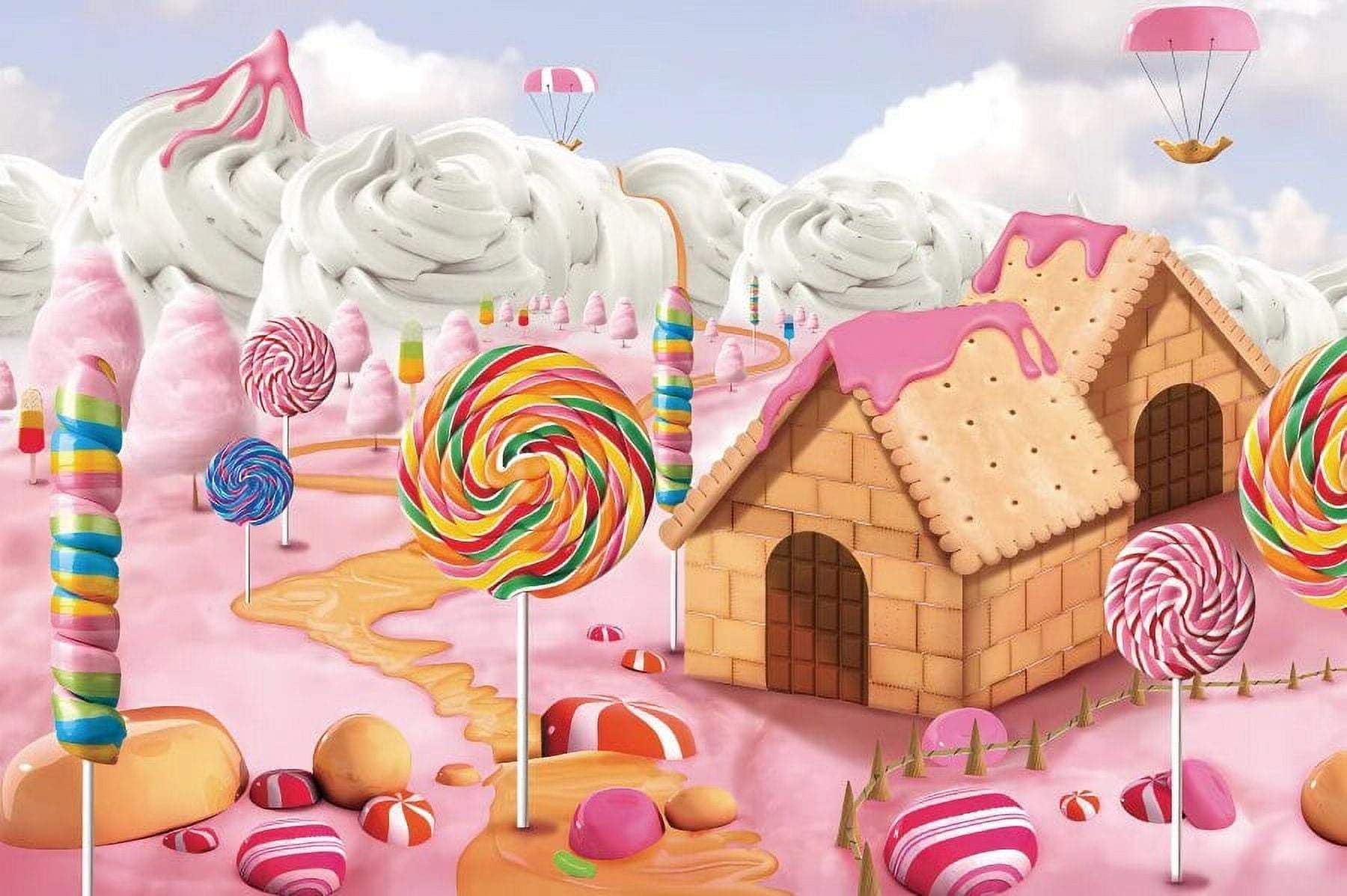 Lollipop Candyland Backdrop Sweet Candy Ice Cream Donut Cartoon Rainbow ...