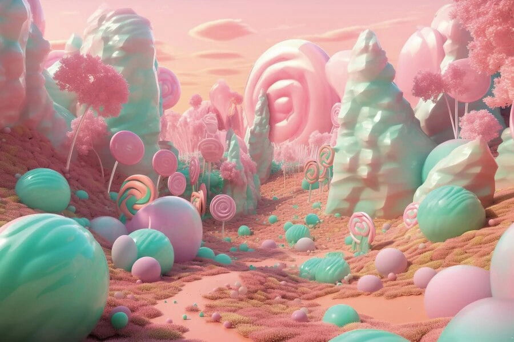 Lollipop Candyland Backdrop Sweet Candy Ice Cream Donut Cartoon Rainbow ...