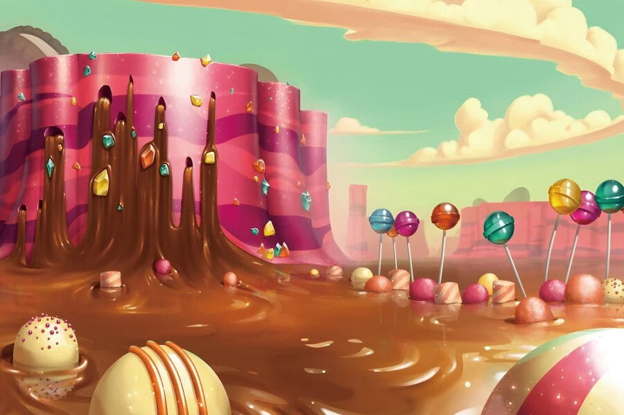 Lollipop Candyland Backdrop Sweet Candy Ice Cream Donut Cartoon Rainbow ...