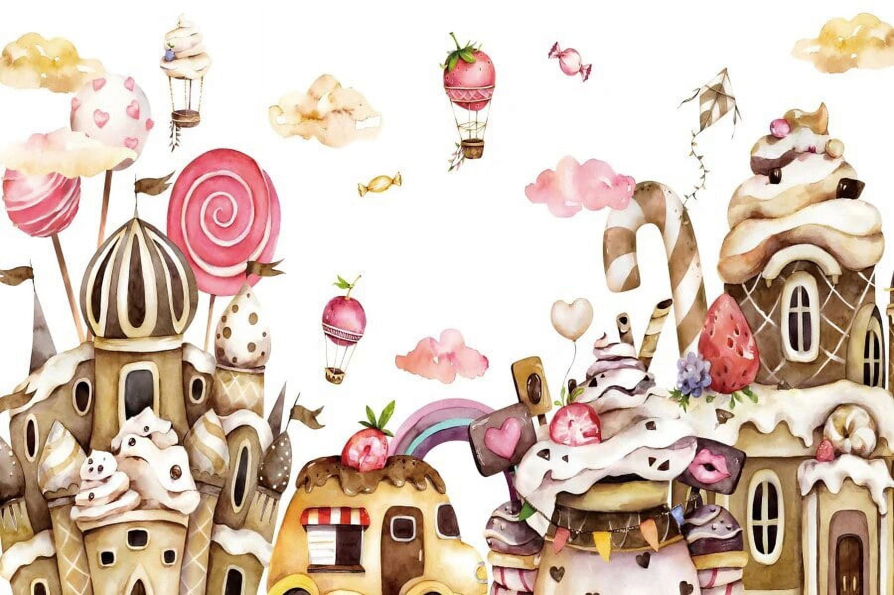Lollipop Candyland Backdrop Sweet Candy Ice Cream Donut Cartoon Rainbow ...