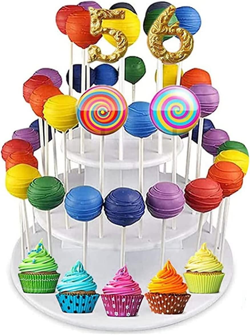 Lollipop Holder 3 Layers 42 Holes Display Rack Dessert White Plastic ...