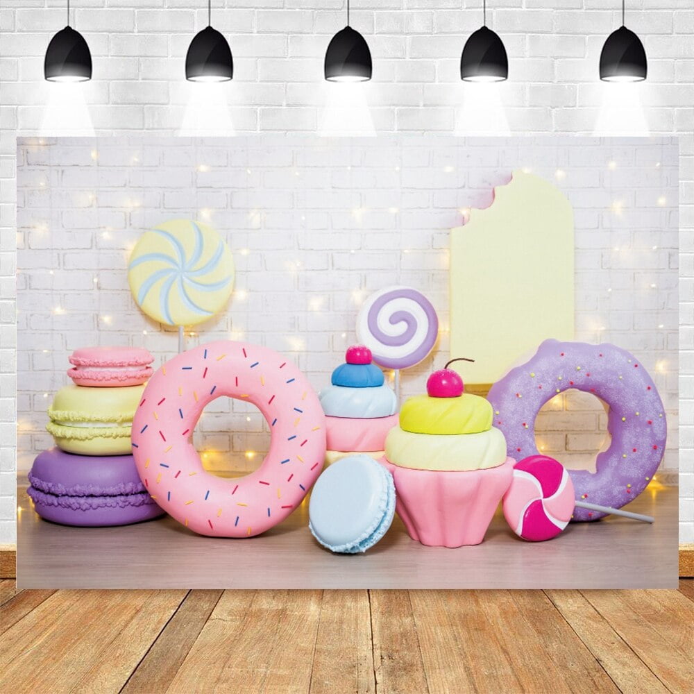 Lollipop Ice Cream Candy Newborn Baby 1st Birthday Party Background ...
