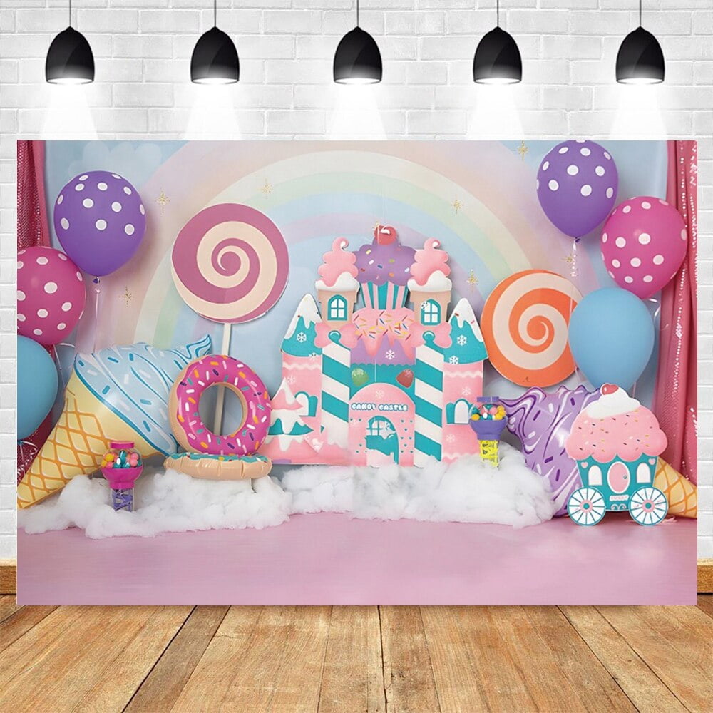 Lollipop Ice Cream Candy Newborn Baby 1st Birthday Party Background ...