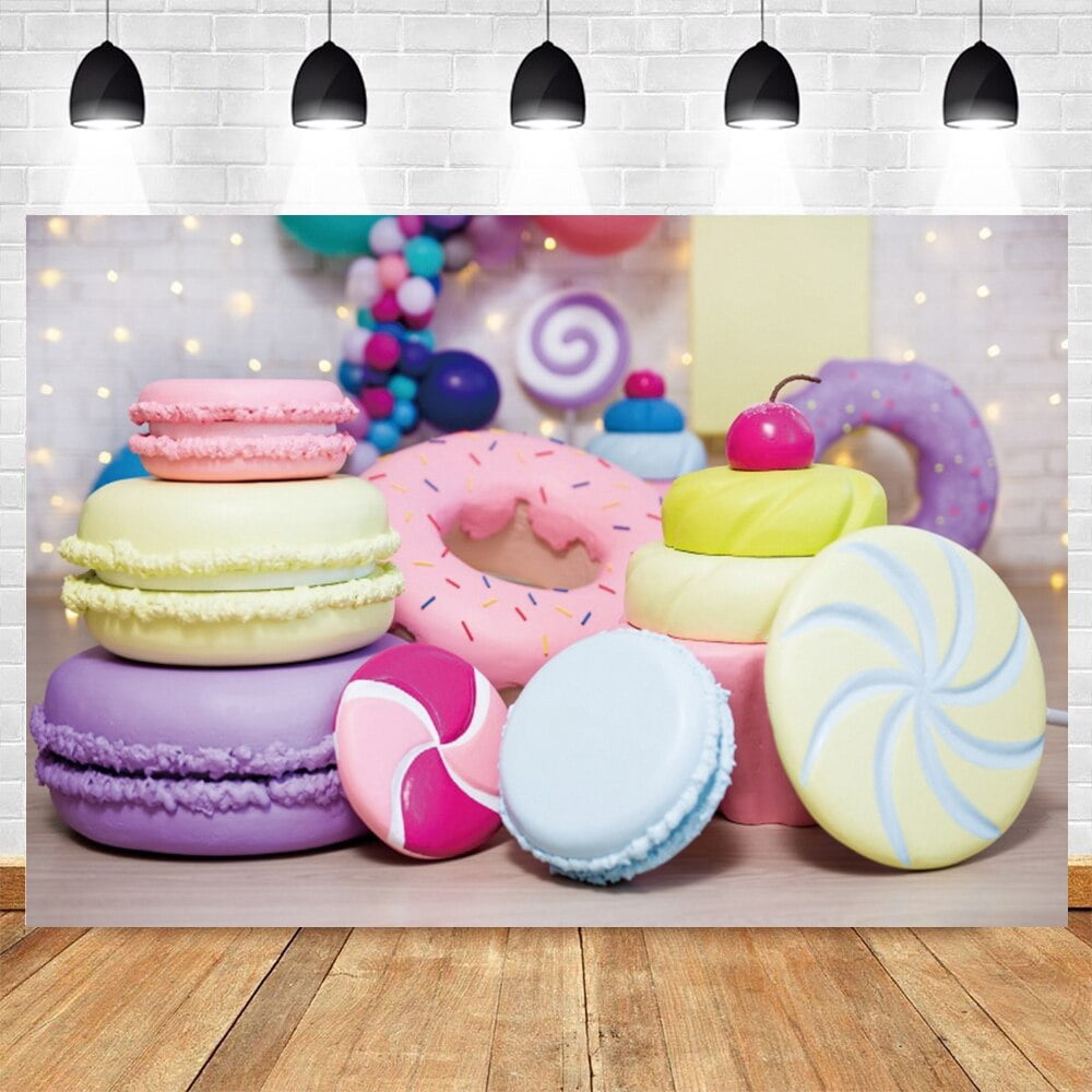 Lollipop Ice Cream Candy Newborn Baby 1st Birthday Party Background ...