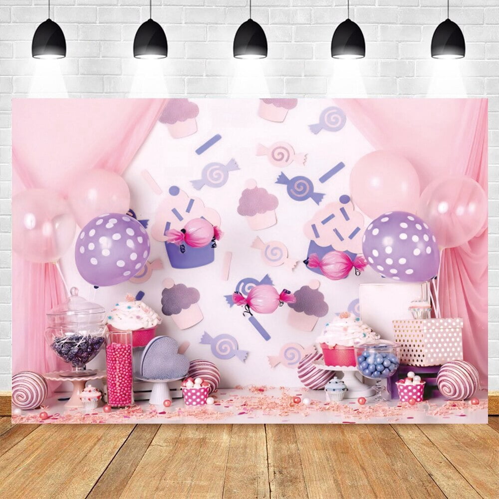Lollipop Ice Cream Candy Newborn Baby 1st Birthday Party Background ...