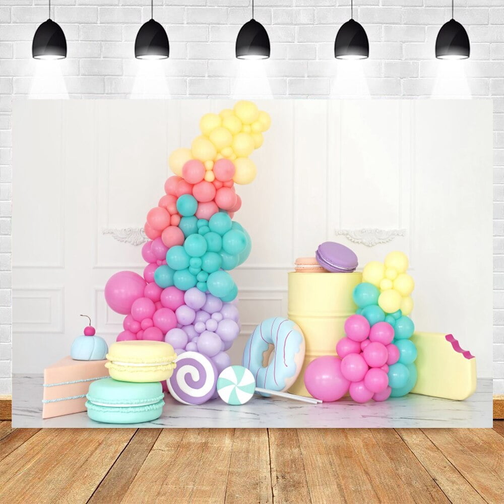 Lollipop Ice Cream Candy Newborn Baby 1st Birthday Party Background ...