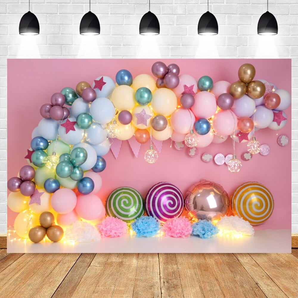Lollipop Ice Cream Candy Newborn Baby 1st Birthday Party Background ...