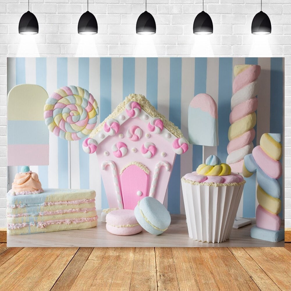 Lollipop Ice Cream Candy Newborn Baby 1st Birthday Party Background ...