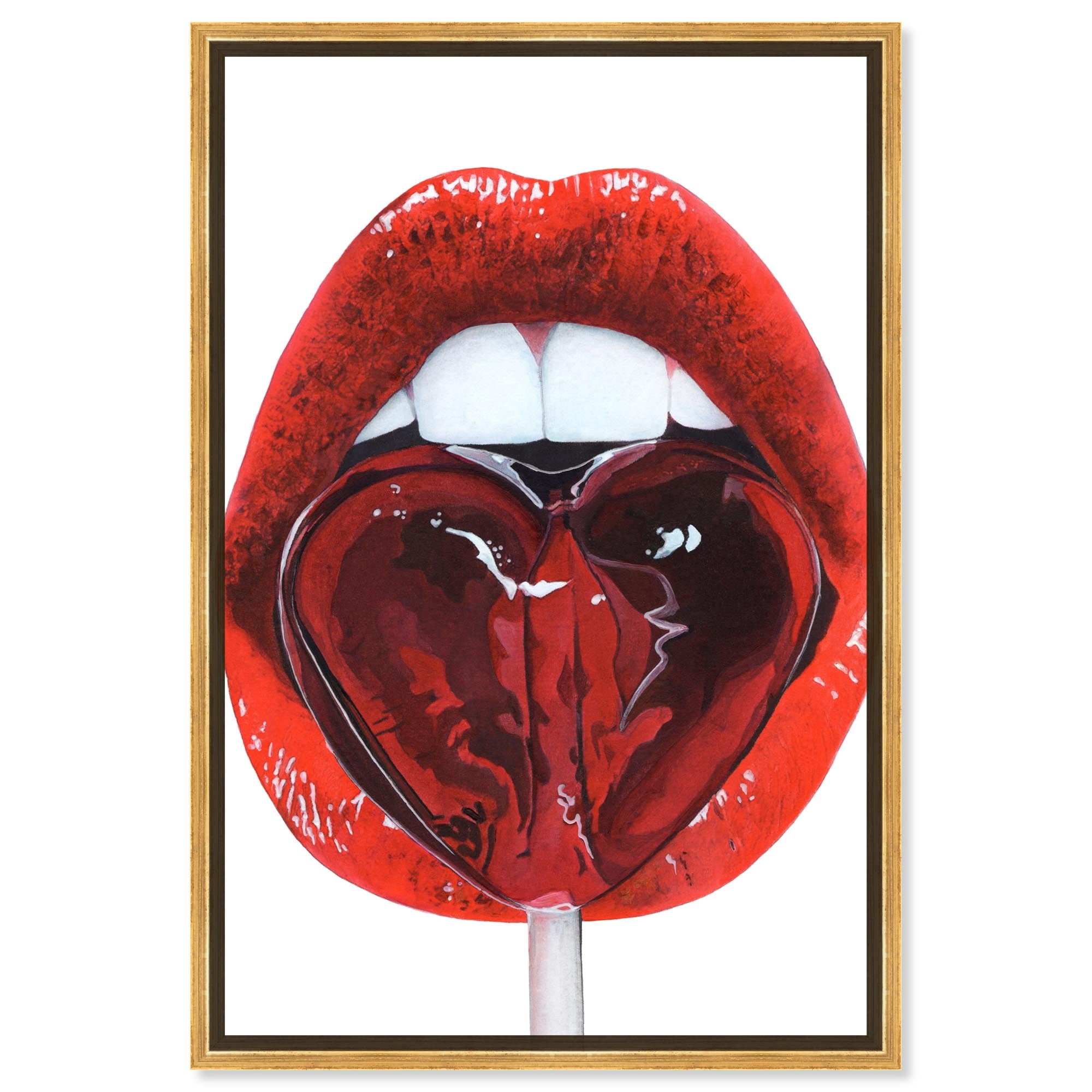 Lollipop Lips Canvas Miami Inspired Art Prints by Art Remedy, Gold ...