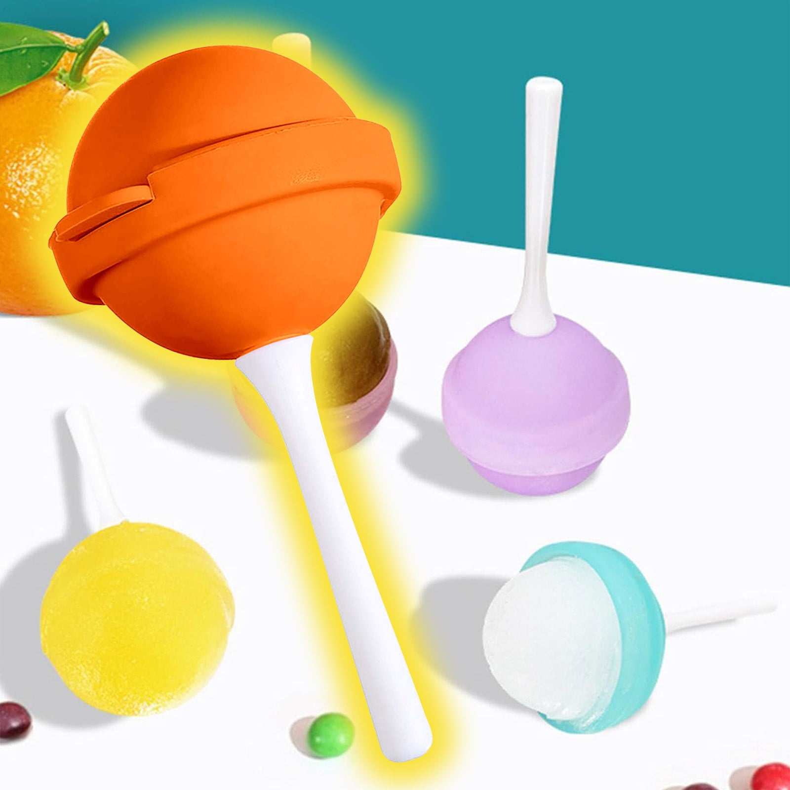 Lollipop Shaped Silicone Ice Mold Orange, Food-Grade Silicone Lollipop ...