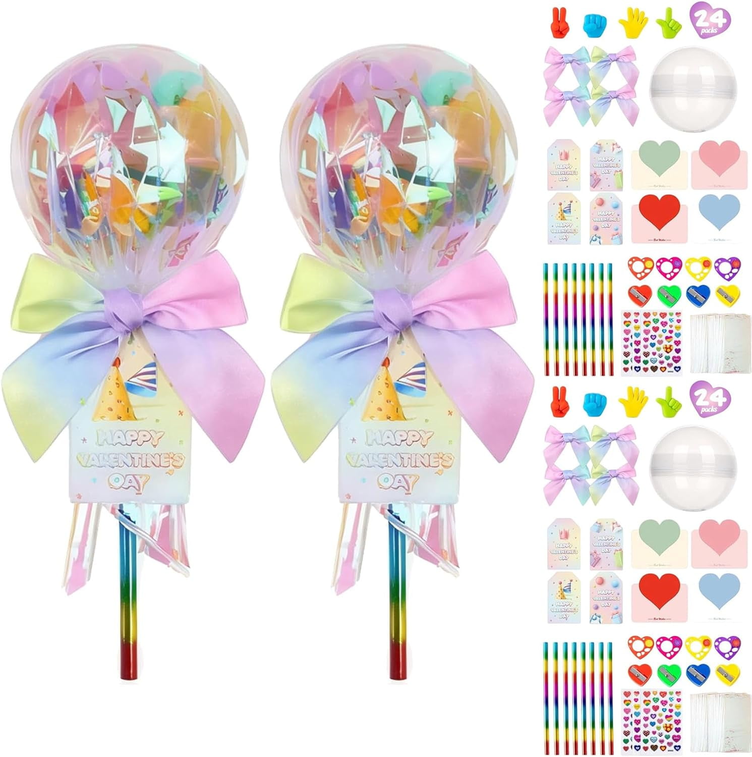 Lollipop Valentine Kit, 24 Pack Valentines Day Gifts Giant Lolly with ...