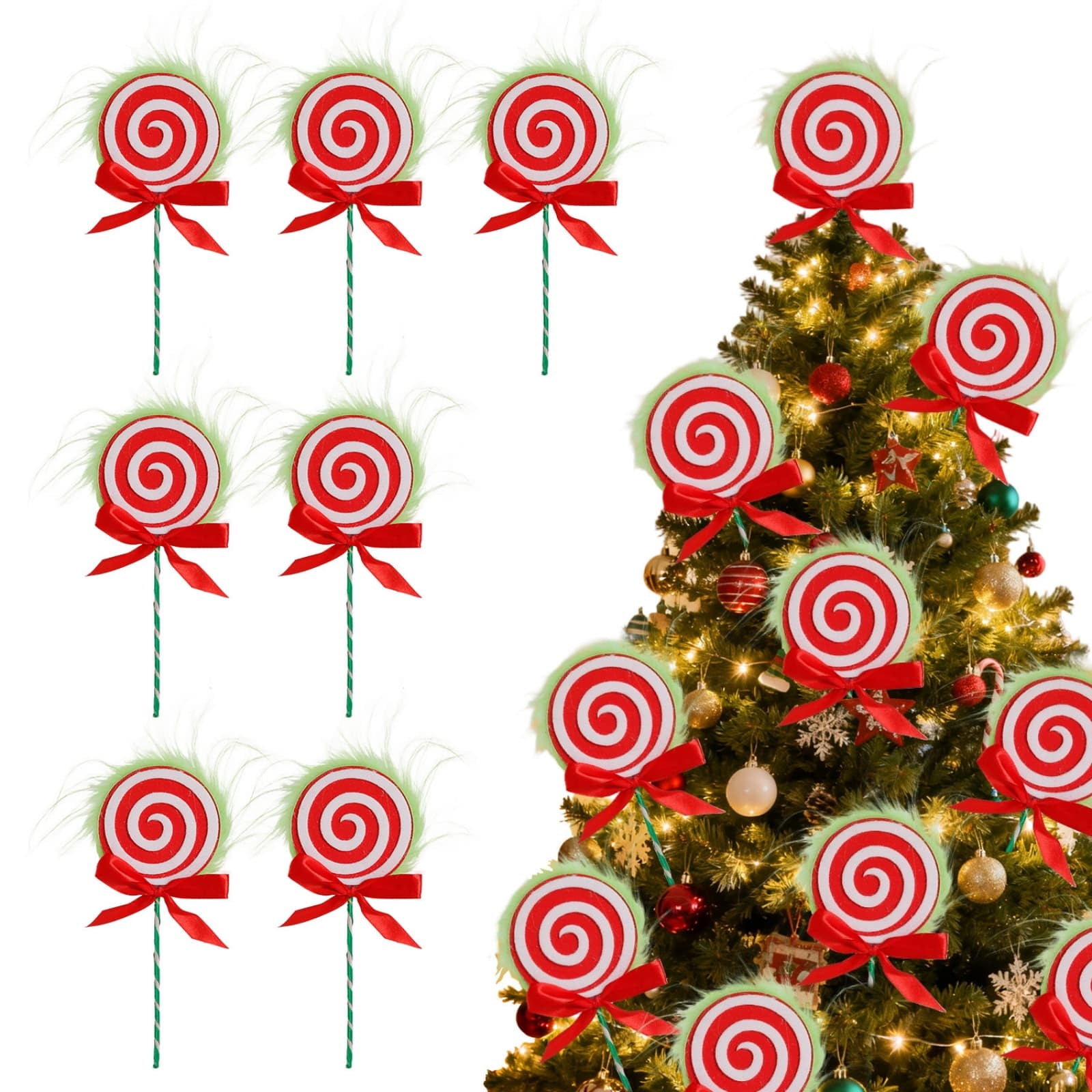 Lollipop Wall Plug Decor - Red & White Christmas Swirl Ornament with ...