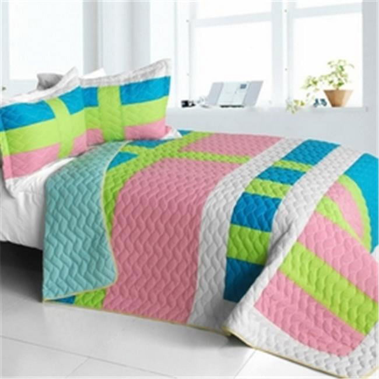 Lollipops - A Vermicelli-Quilted Patchwork Geometric Quilt Set Full ...
