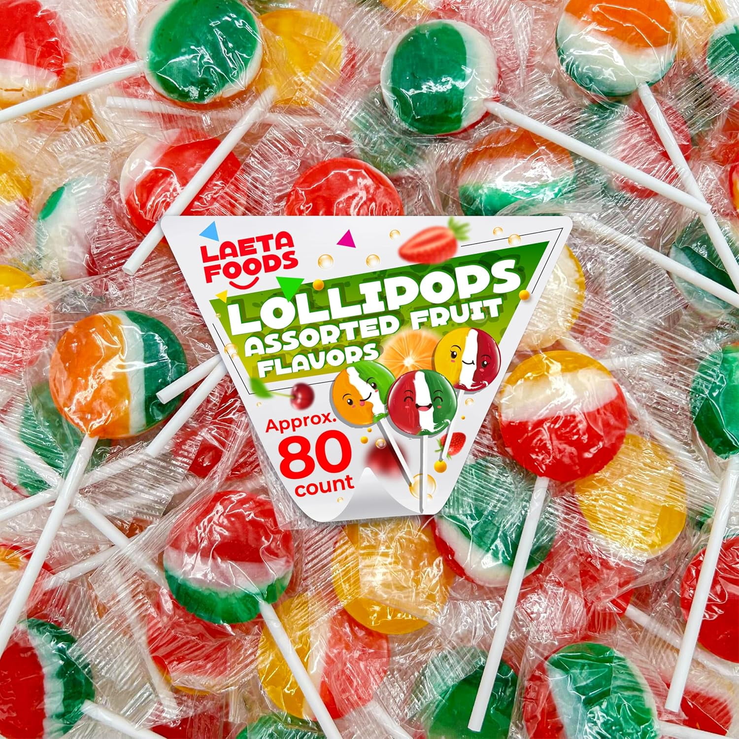 Flat Lollipops Assorted Fruit Flavors Hard Candy Suckers, 80 Count (2 Pound Box) - Walmart.com