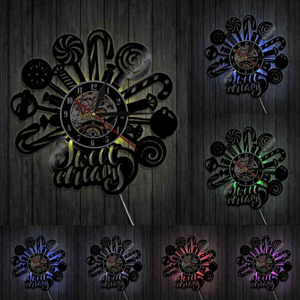 Lollipops Candy Design Vinyl Record Wall Clock Sweet Dreams Wall Art ...