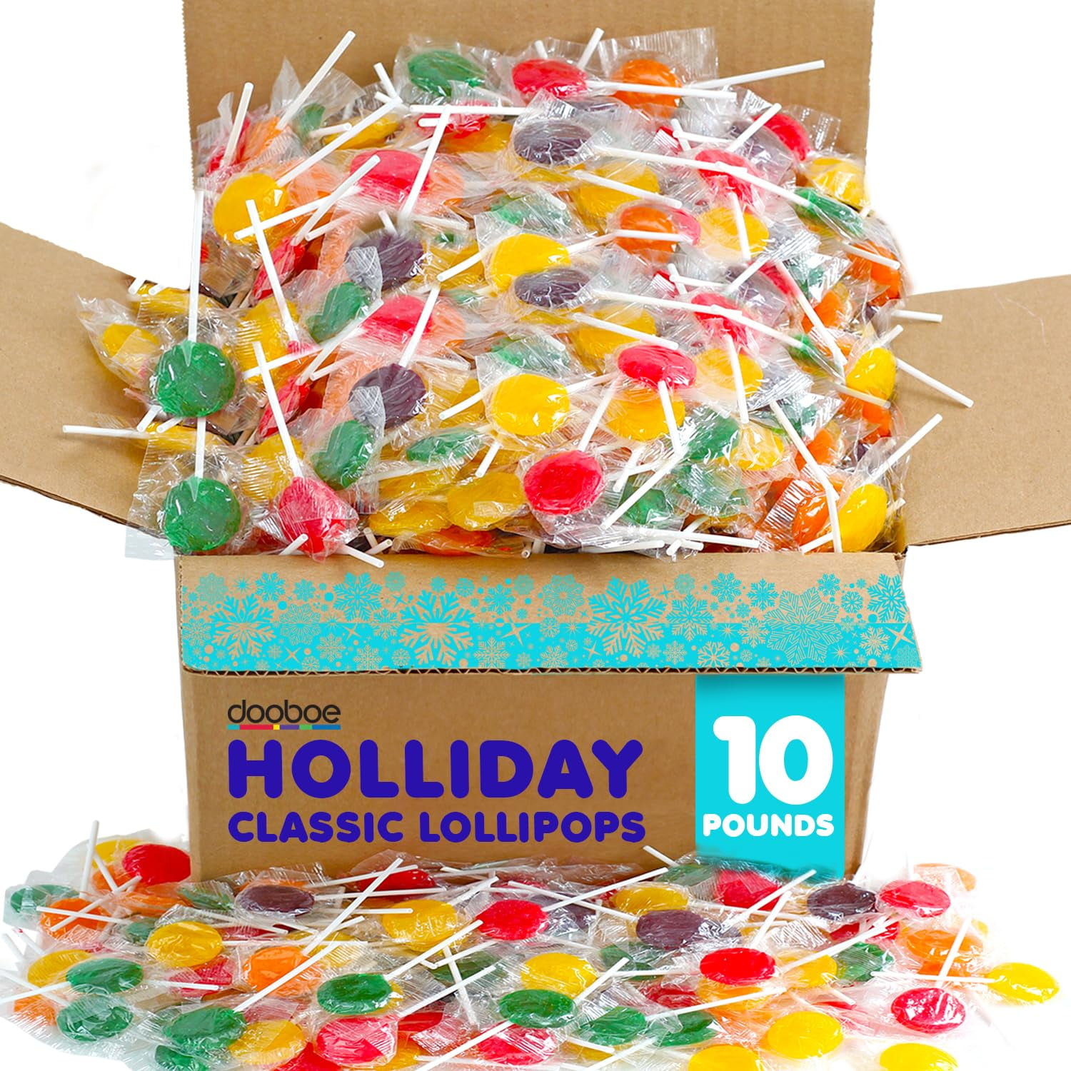 Lollipops Individually Wrapped - 10 Pounds - Approx. 400 Lollis - Bulk Flat Classic Suckers ...