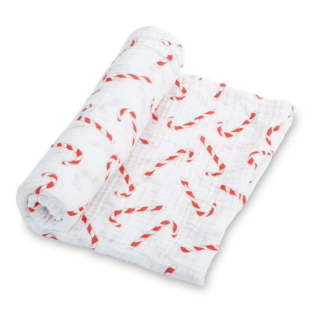 LollyBanks Candy Cane Baby Muslin Swaddle Blanket- Christmas Theme-100% ...