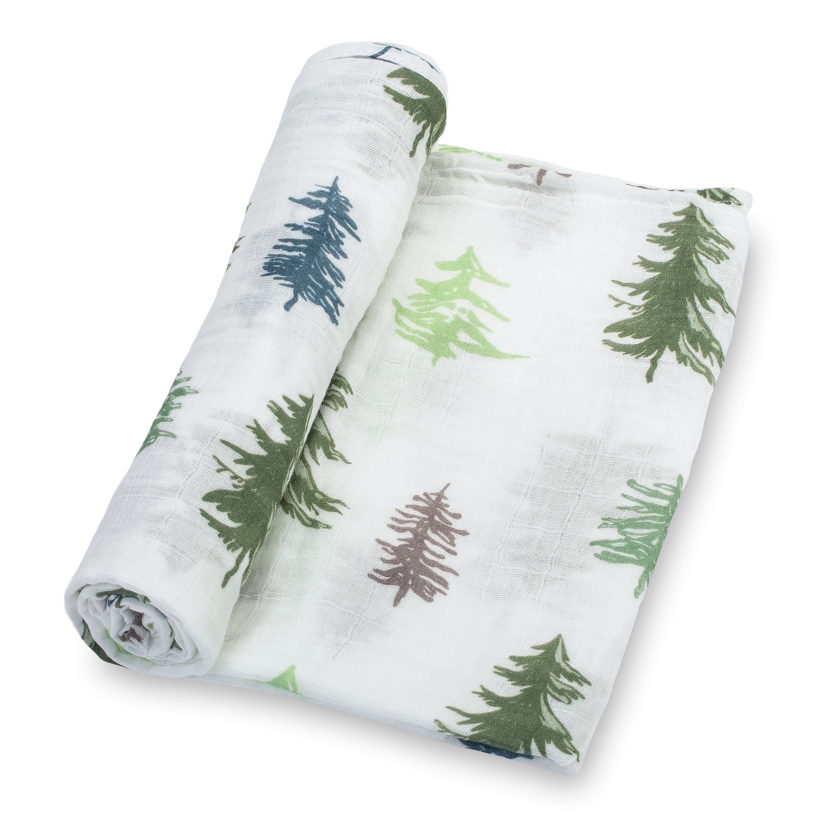 LollyBanks Pine Tree Baby Muslin Swaddle Blanket - 100% Muslin Cotton ...