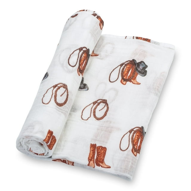 LollyBanks Western Baby Cowboy Boot Muslin Swaddle Blanket- 100% Cotton ...