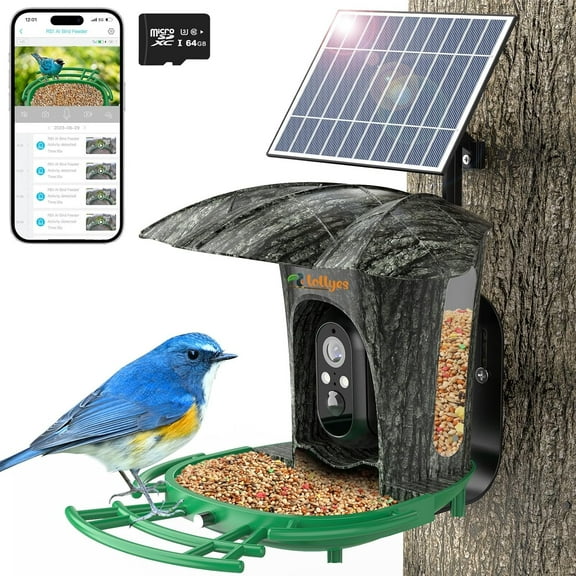 Birdfy Smart Bird Houses for Outside Solar Powered, 1080P HD Live View ...