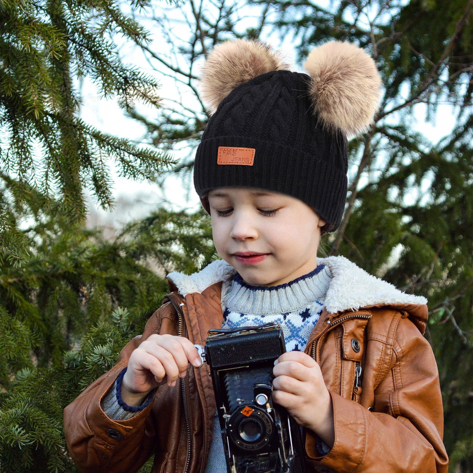 Lolmot 1-11 Years Old Kids Winter Knitted Beanie Hat Toddler Thick Warm ...