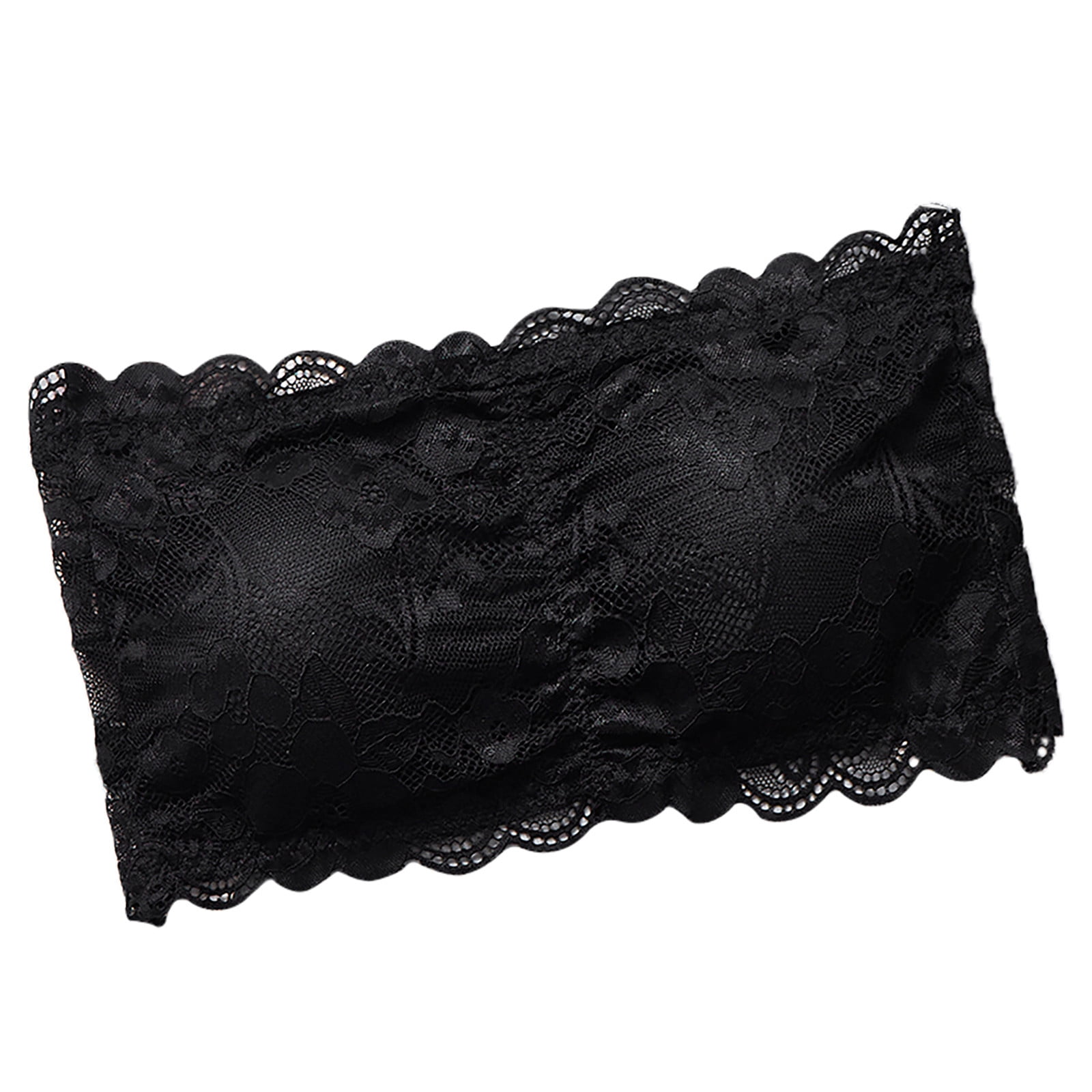 Lolmot Bandeau Bra for Women Lace Floral Bralettes Stretchy Chest Wrap ...