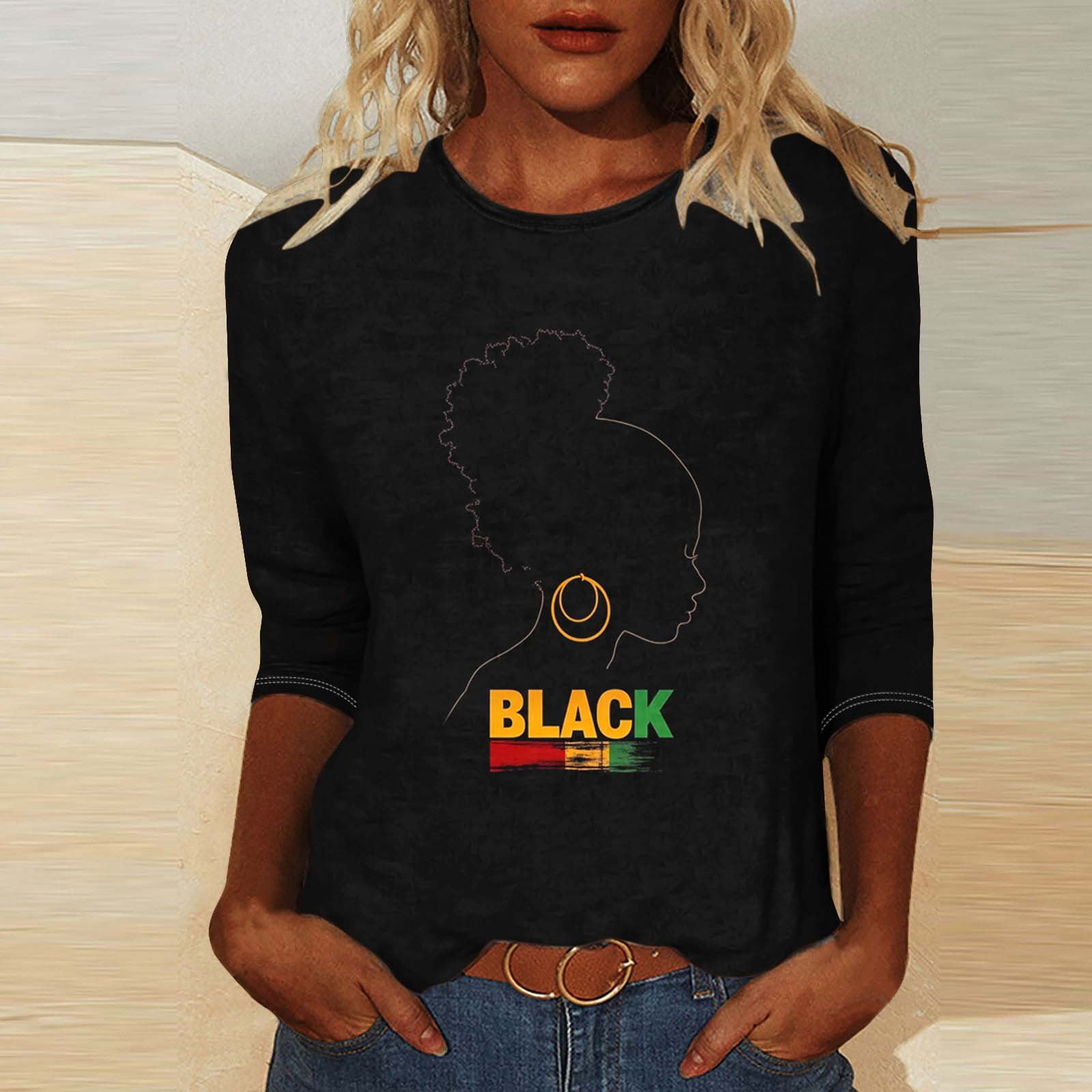 Up to 65 off!Lolmot Black History Shirts for Women 3/4 Sleeve Tops ...