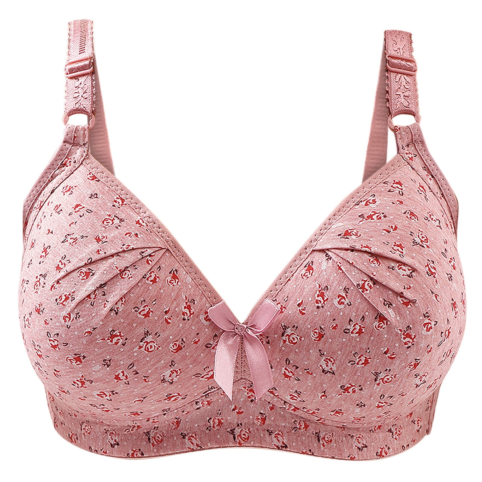 Lolmot Bras for Women Sexy Comfort Flower Print Bra Wireless Cotton Bra ...