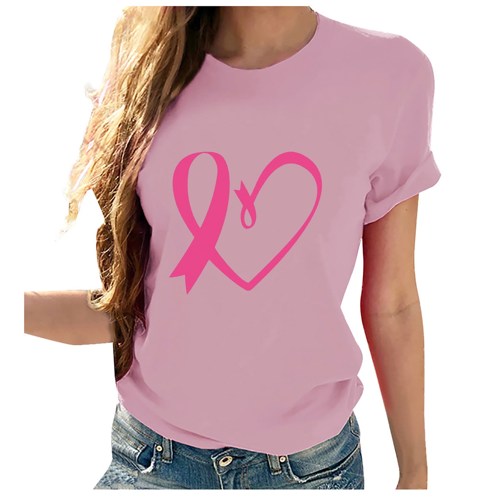 Lolmot Breast Cancer Shirt for Women Pink Ribbon T-Shirts Breast Cancer ...