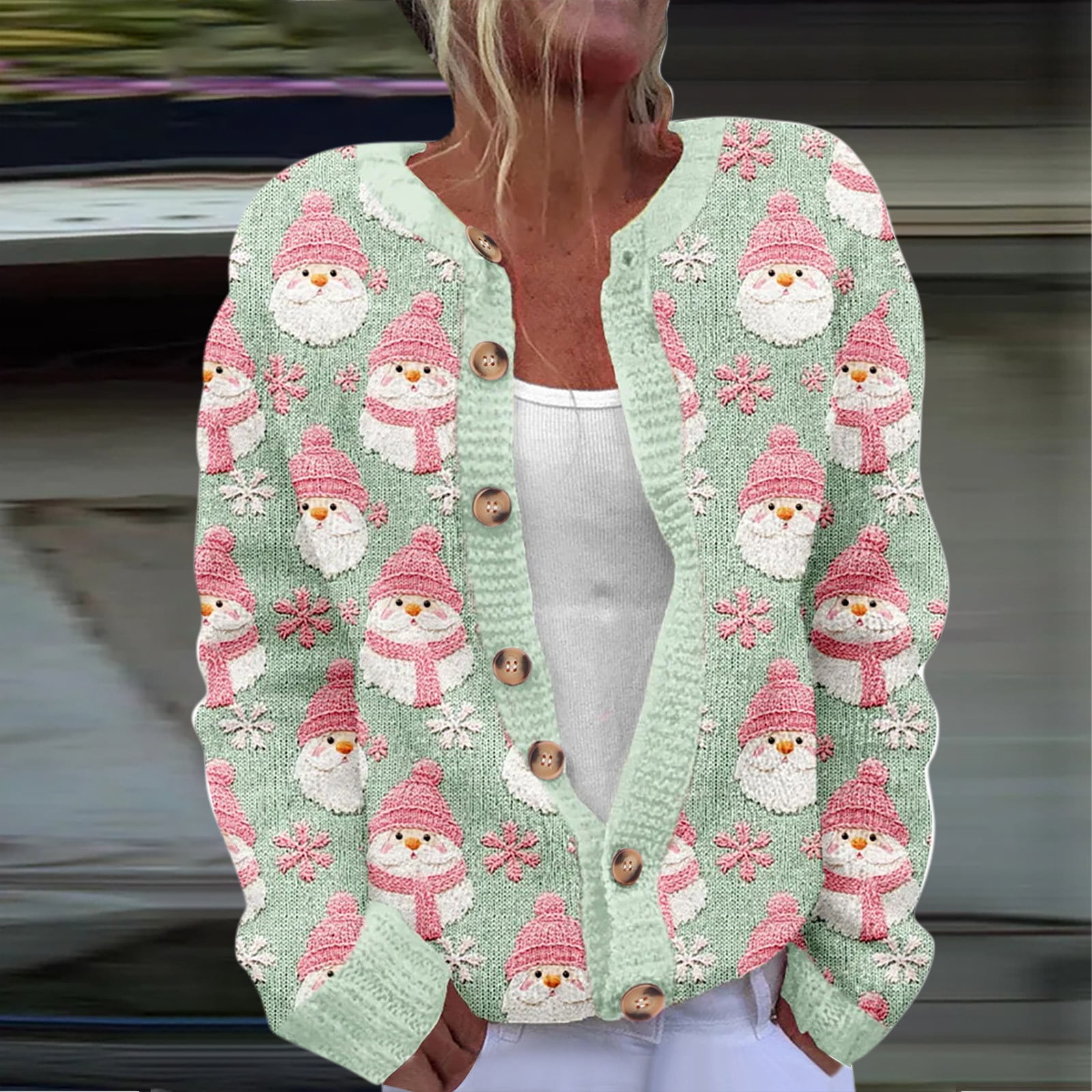 Lolmot Christmas Cardigan for Women Ugly Christmas Sweater Xmas Holiday Santa Claus Tree Snowman ...