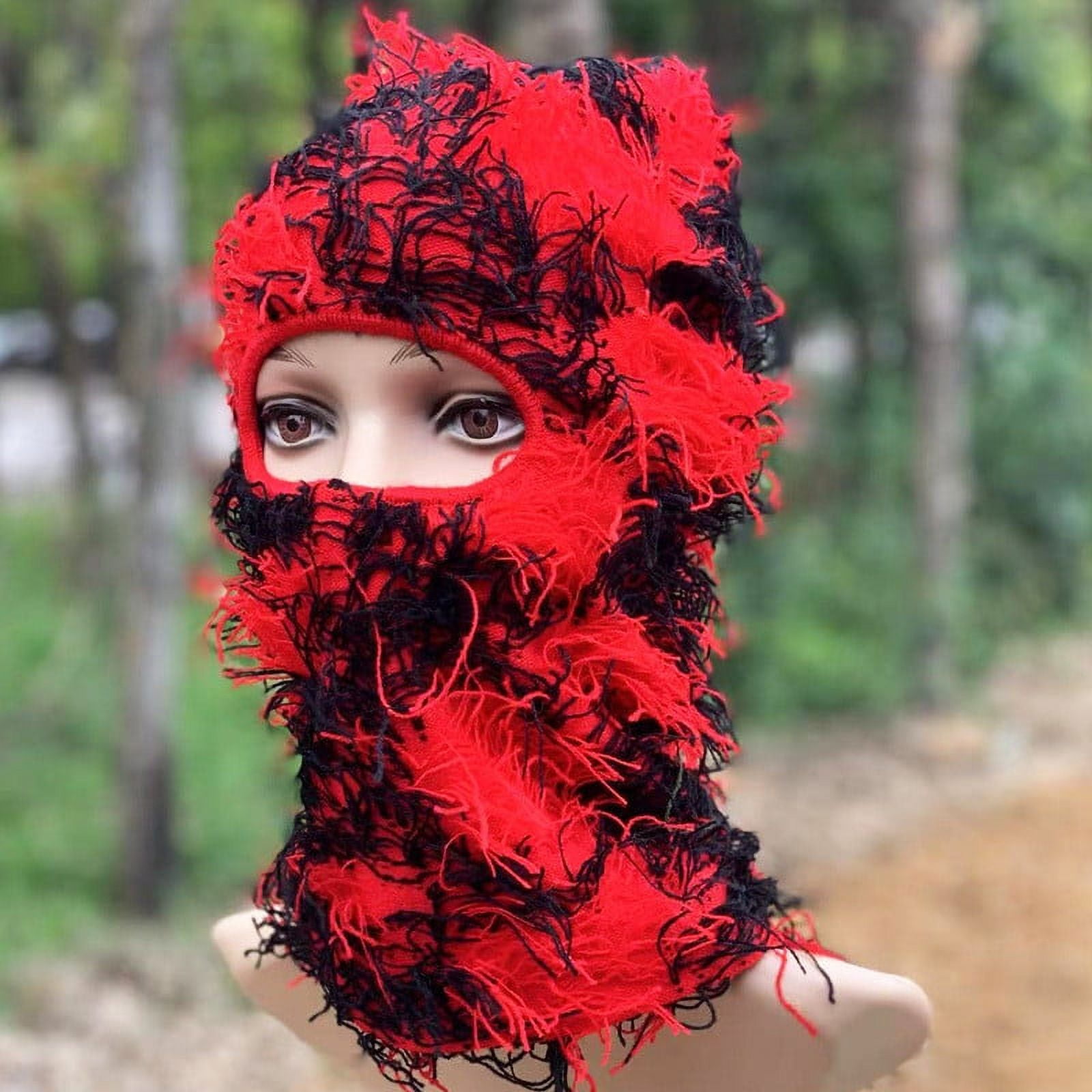 Lolmot Distressed Ski Mask, Knitting Distressed Winter Windproof Full ...